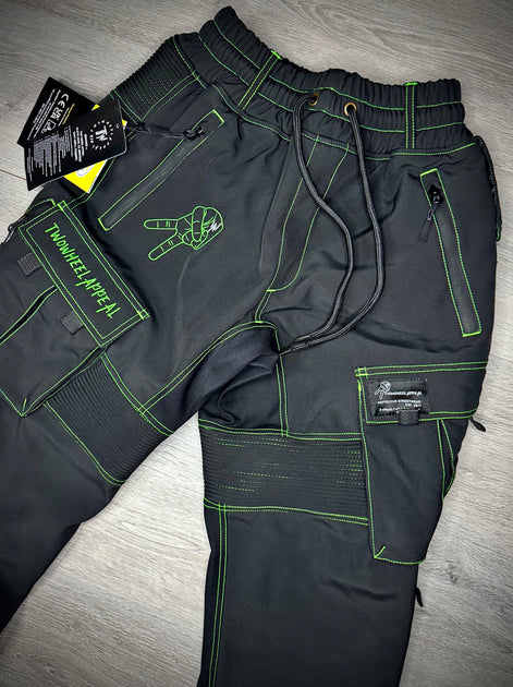 Armoured Motorcycle Joggers Men's - MotoCAP Rated Black 210 GREEN - 2WA ...